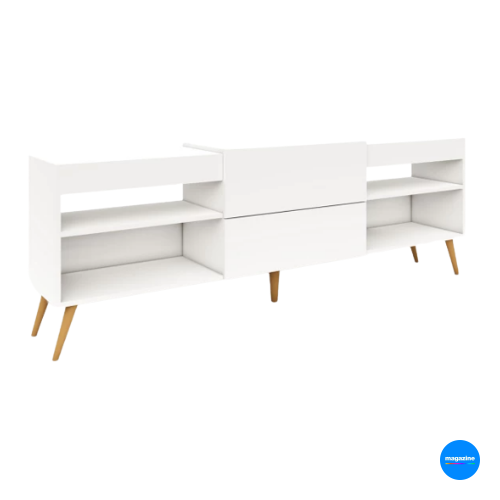 Rack Para Tv Até 55 Polegadas Roma 1 Porta 2 Prateleiras Branco Fosco