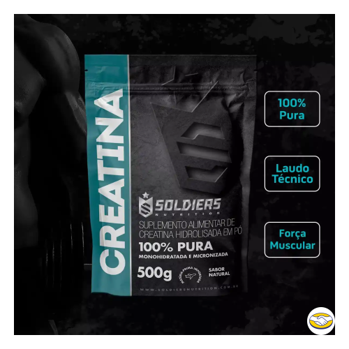 Creatina Monohidratada 500g - 100% Pura Soldiers Nutrition, Sabor Natural