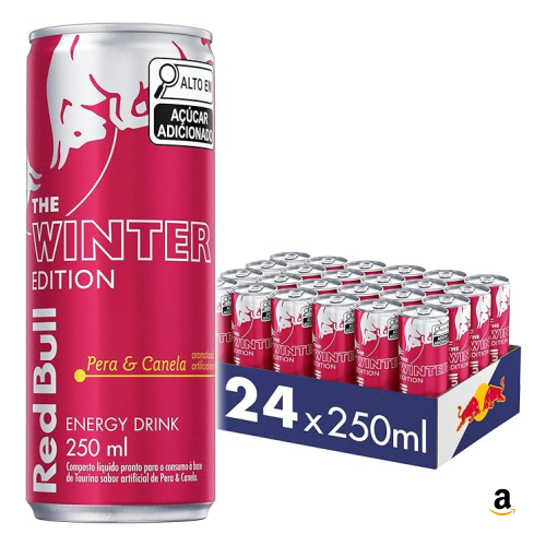 Pack de 24 Latas Red Bull Energético, Winter Edition, Pera e Canela, 250ml