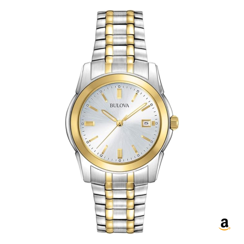 Bulova Relógio masculino clássico de dois tons de aço inoxidável com 3 ...